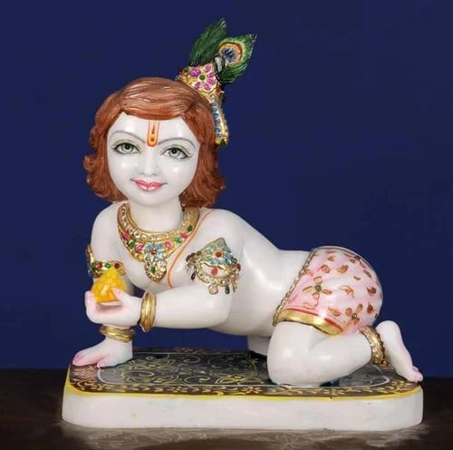 Printed Marble Laddu Gopal Statue, Packaging Type : Thermocol Box at Rs ...