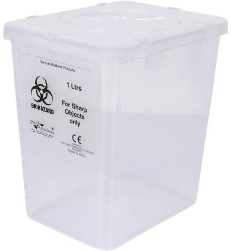 Plain Plastic 1L Sharps Disposal Container, For Disposing Medical Waste ...