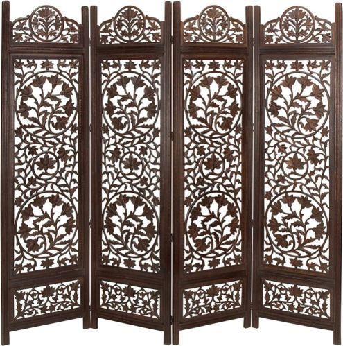 Wooden Screen 4 Panel Foldable Partition Round Head at Rs 3600 in ...