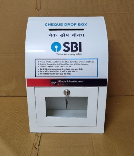 Top Round Sbi Metal Cheque Drop Box, For Bank Use, Pattern : Printed at ...