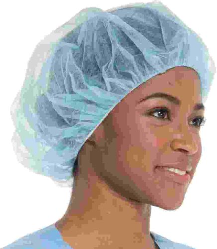 Rudra Plain Non Woven Bouffant Cap Blue 18 Inch, Technics : Machine ...