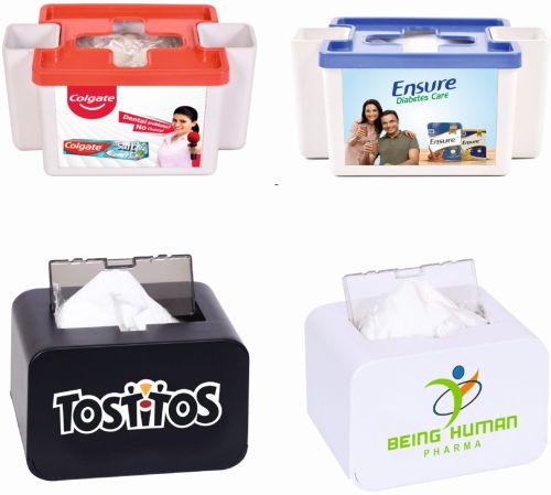 Polished Plastic Printed Promotional Tissue Boxes Standard at Best ...