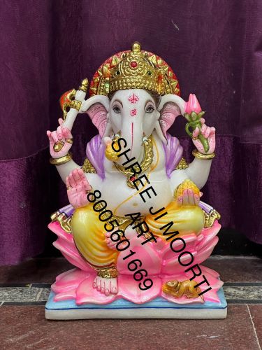Lord Ganesh Ji Marble Statue, Color : White for Home Decor at Best ...