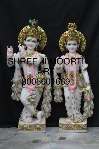 Lord Radha Krishna Marble Statue, Packaging Type : Thermocol Box at ...