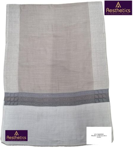 Plain Silk Designer Multi Self Border Stoles, Color : Multicolor at ...