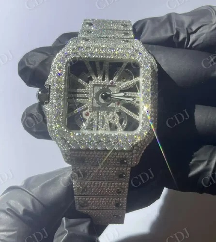 Skeleton Fully Iced Out Moissanite Diamond Watch at Best Price in Surat ...