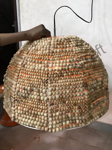 Powder Coating Wooden Beaded Hanging Lamp, Color : Natural at Rs 1000 ...