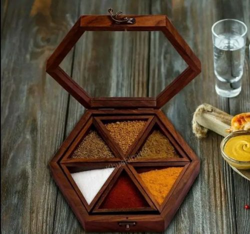 Polished Wooden Spice Box, Color : Brown Modern at USD 3.26 - USD 4.36 ...