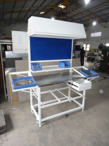 Color Coated Mild Steel Inspection Table, Shape : Rectangular at Best ...