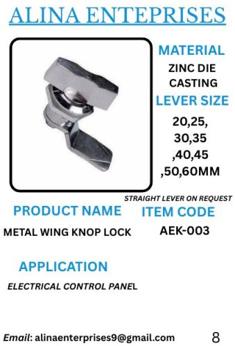 Metal Wing Knob Lock, Color : Silver at Rs 30 in Aligarh - ID: 7999331