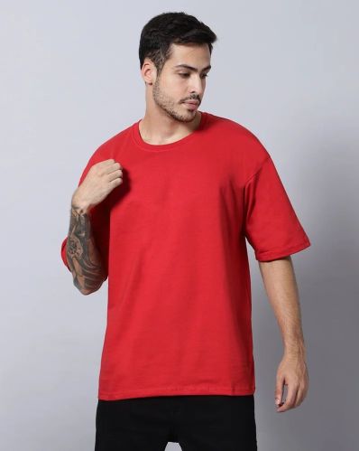 Solid Mens Cotton Oversized T-shirts, Color : Red at Rs 150 in Ludhiana - ID: 8076344