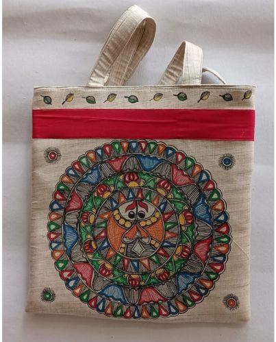 Nutan Creations Hand Painted Madhubani Canvas Tote Bag at Rs 650 in Madhubani - ID: 8105174