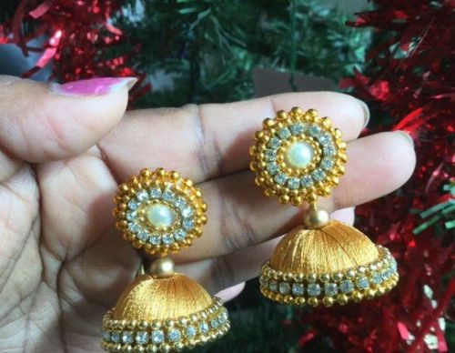 Silk Thread Jhumka Earrings at Best Price in Tirupur ID 3283949 Janani Fashions